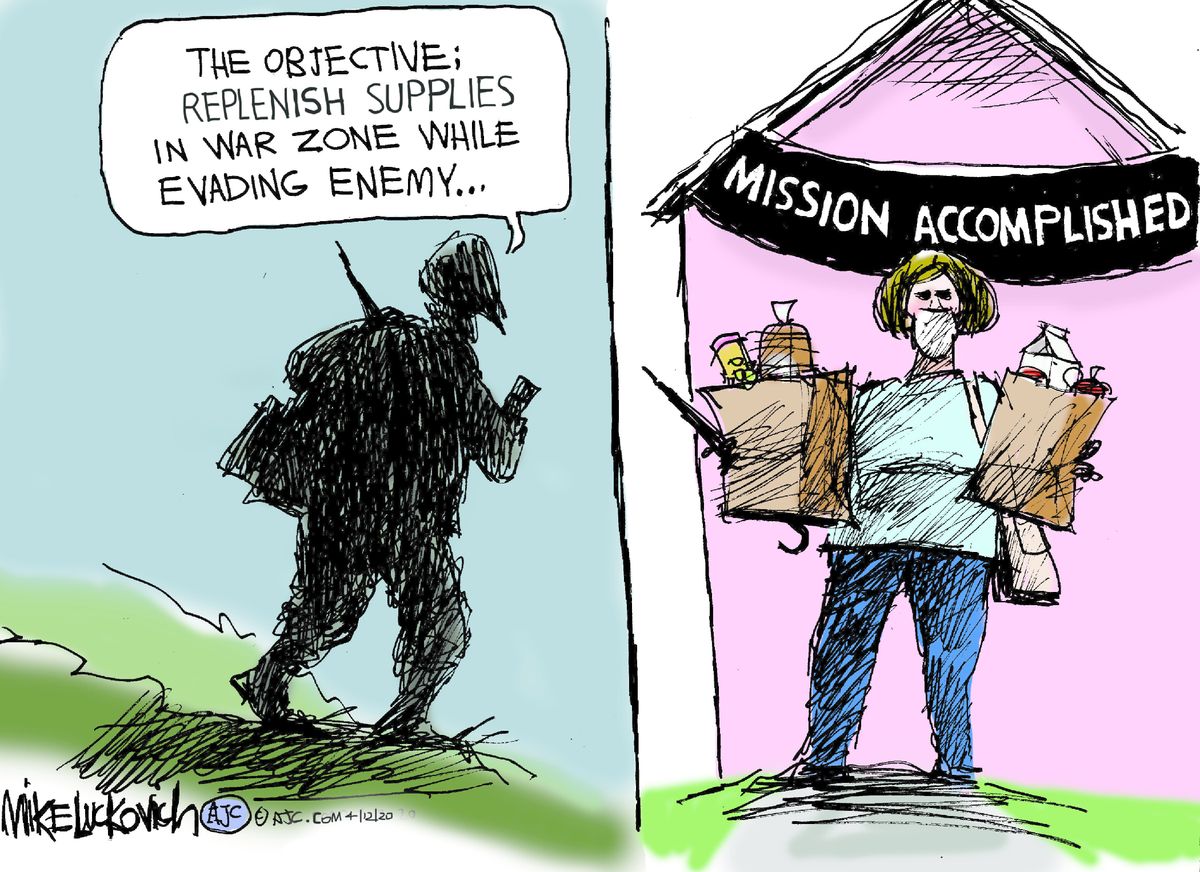 Editorial Cartoon U.S. crossing enemy lines grocery store mission ...