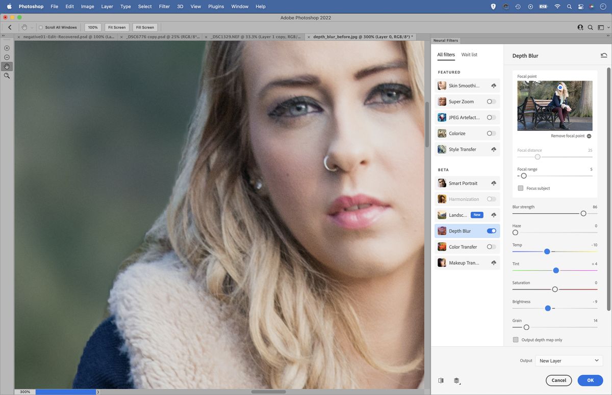 Use Photoshop's Depth Blur filter to automatically blur distracting ...