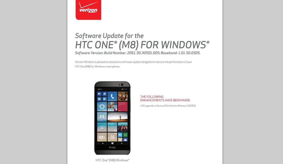 Verizon HTC One M8 for Windows now getting Update 2 upgrade | Windows ...