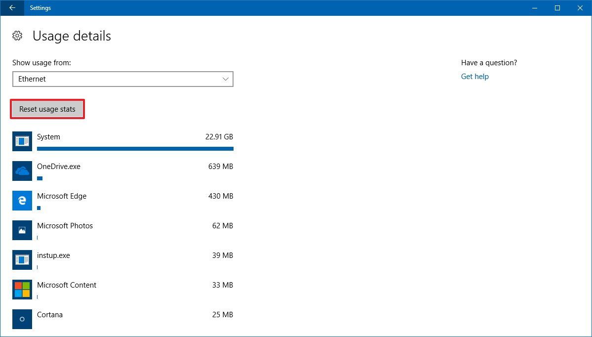 How to reset data usage stats on the Windows 10 Fall Creators Update ...