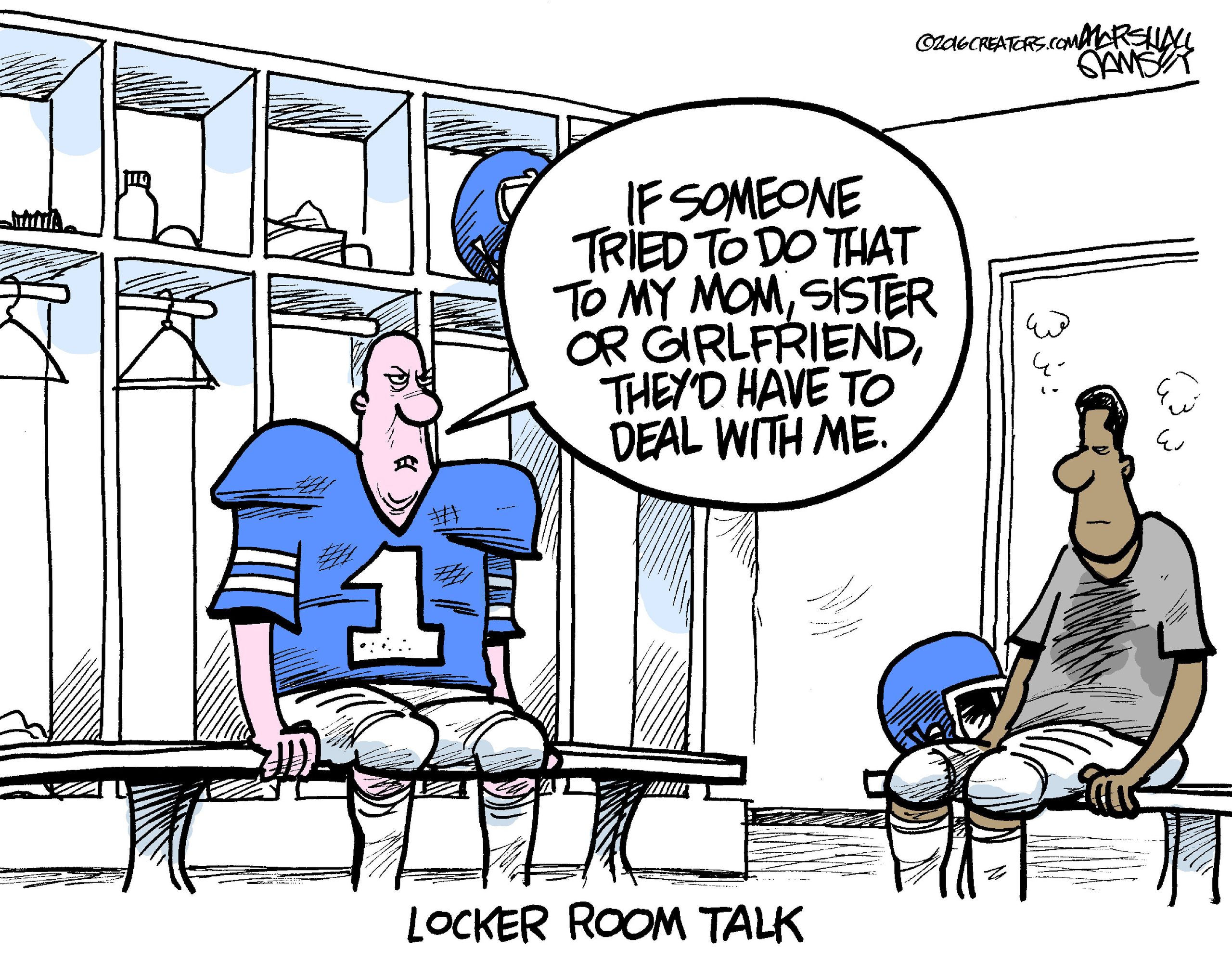 Editorial cartoon U.S. players locker room talk | The Week