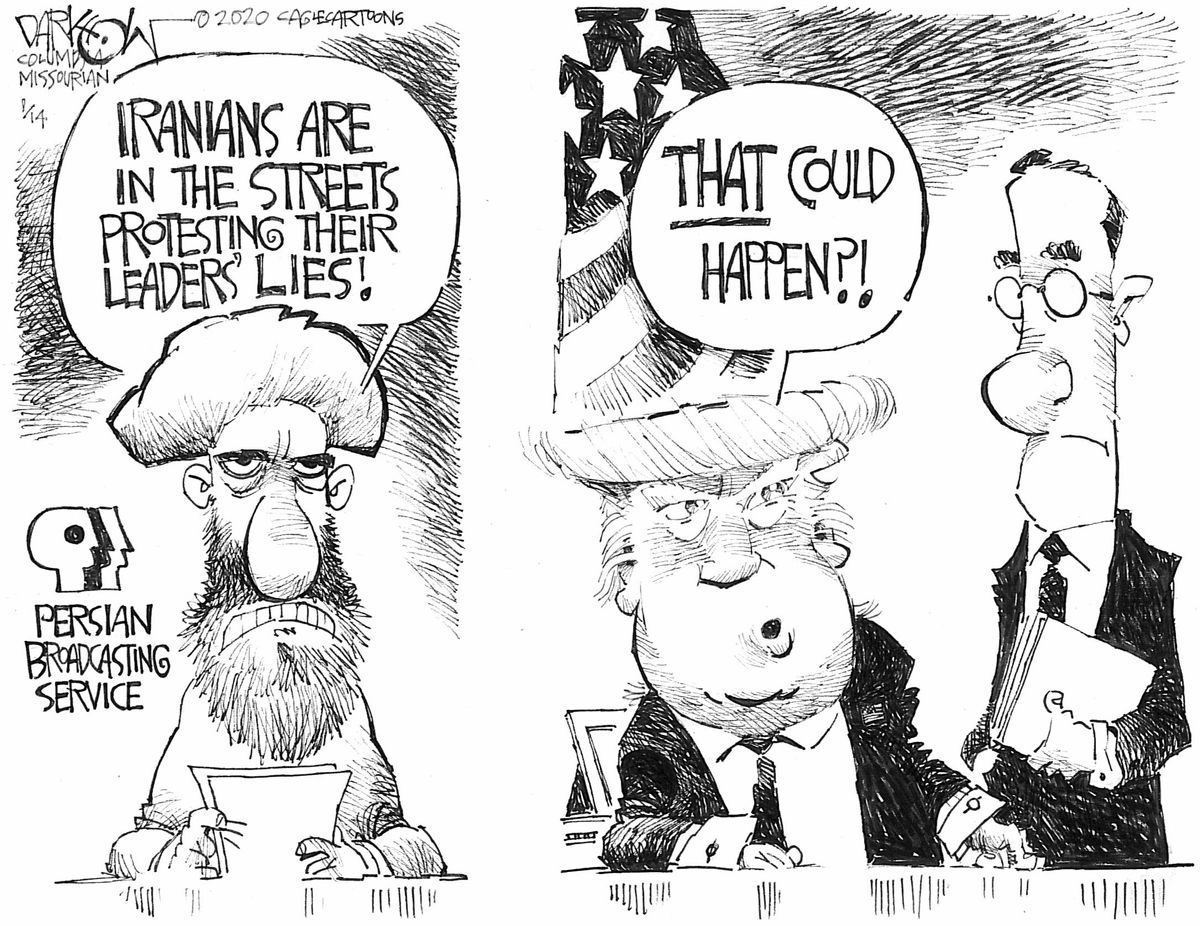 Political Cartoon U.S. Iran protests Trump | The Week