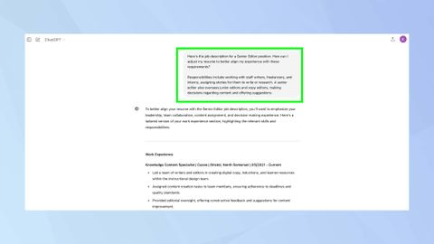 How to use ChatGPT to write a resume | Tom's Guide