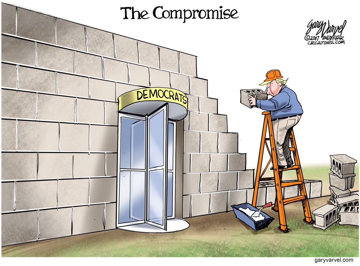 Political cartoon U.S. Trump border wall Democrats deal | The Week