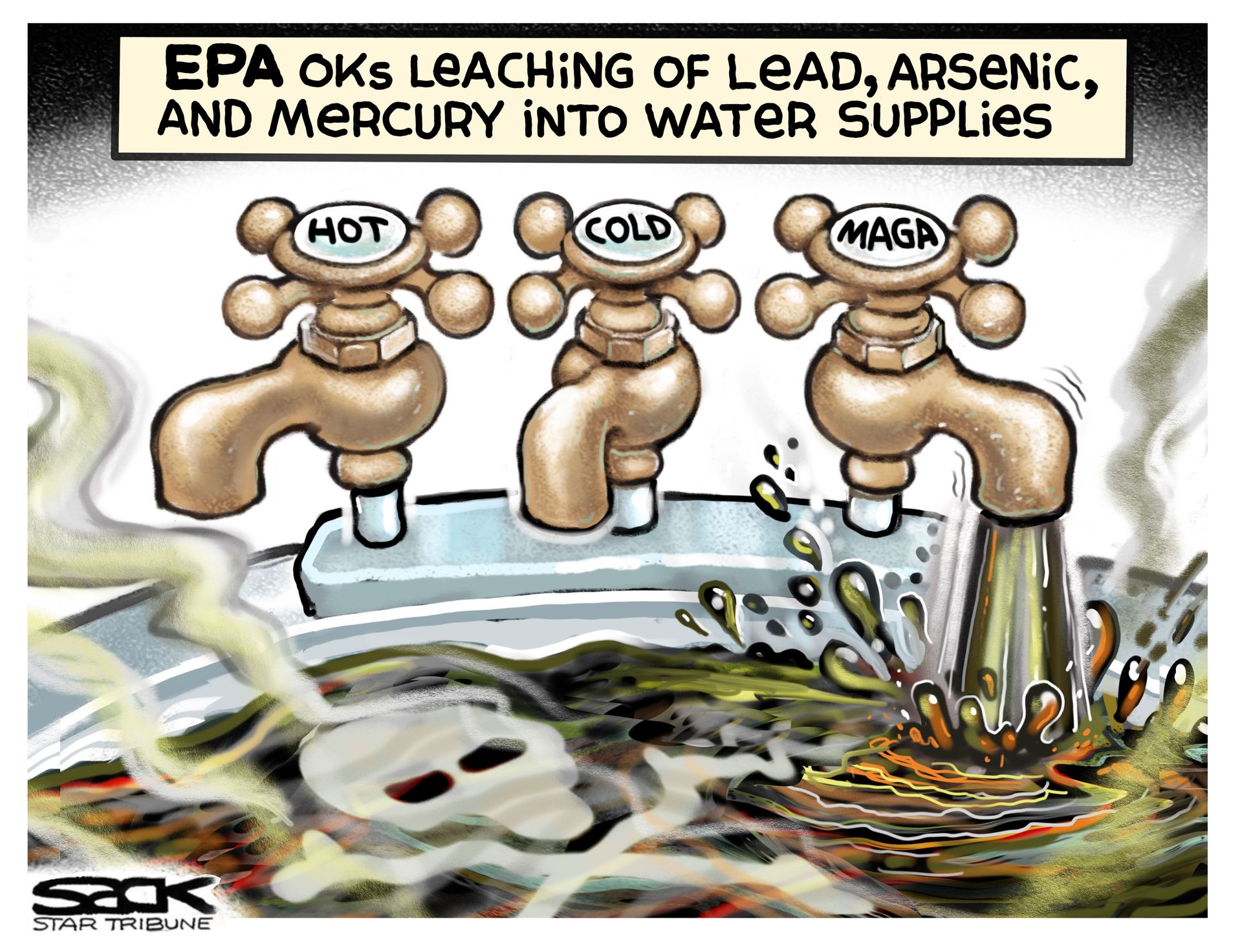Editorial Cartoon U.S. EPA Polluting Water Trump MAGA | The Week
