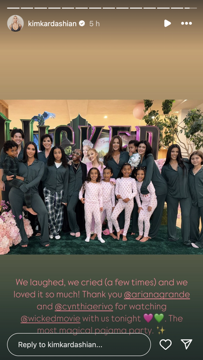 Kim Kardashian Hosts 'Wicked' Watch Party With Ariana Grande | Marie Claire