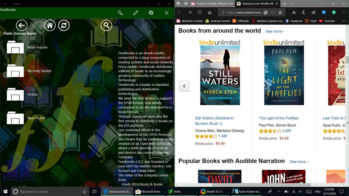 Freda vs Kindle: Which is best for reading on Windows 10? | Windows Central