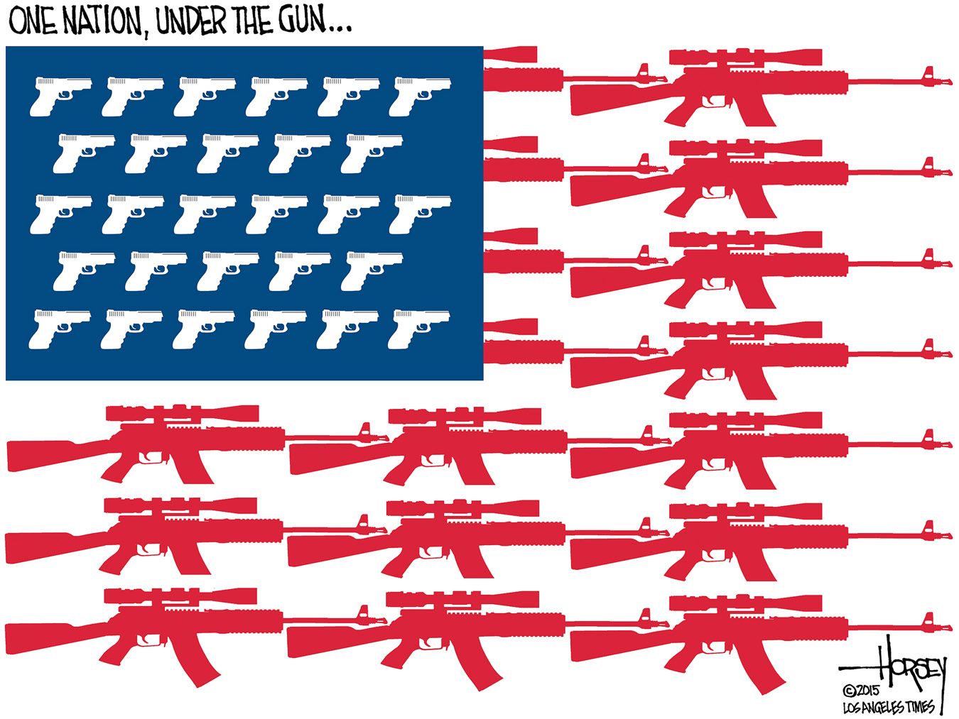 Editorial cartoon U.S. Gun Culture Flag Pledge | The Week