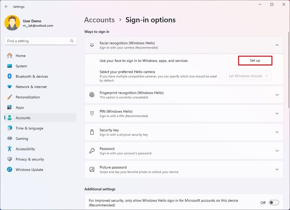 How to configure Windows Hello authentication on Windows 11 | Windows ...