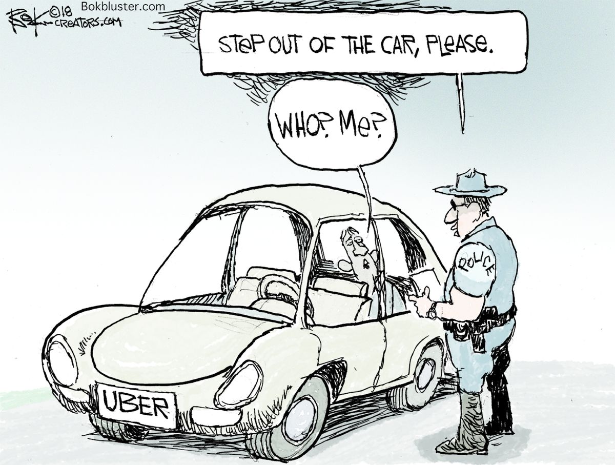Editorial cartoon U.S. Uber driverless car | The Week