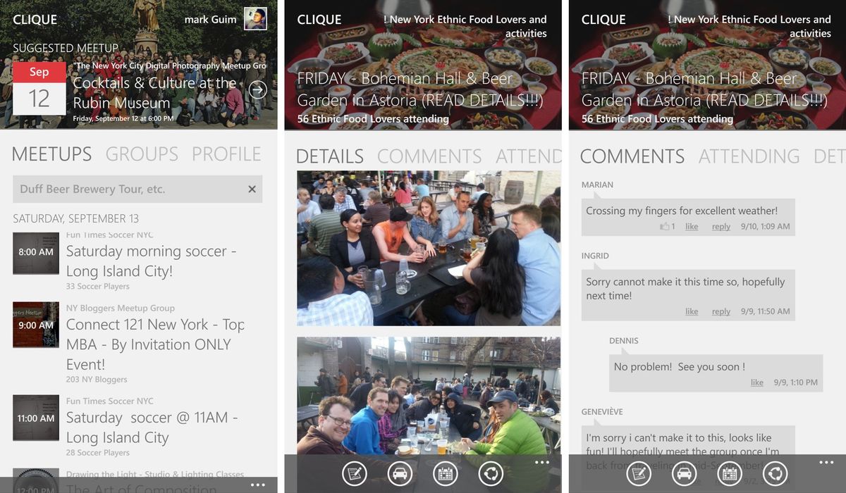 Clique is a very attractive 3rd-party Meetup app for Windows Phone ...