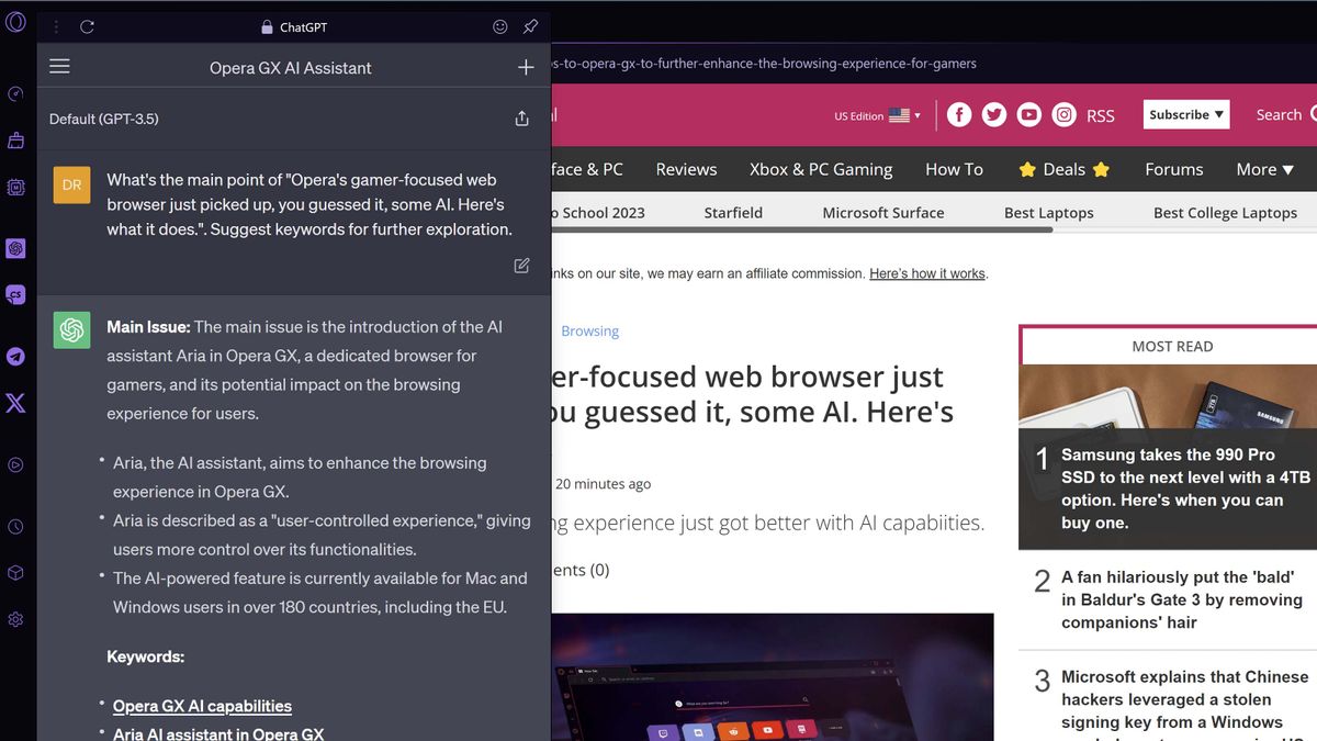Opera GX gets AI capabilities | Windows Central