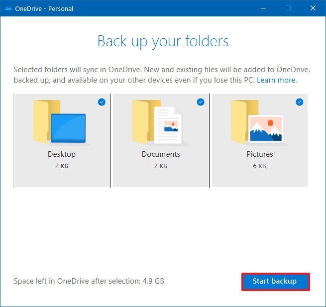 How to set up file backup to OneDrive on Windows 10 May 2020 Update ...