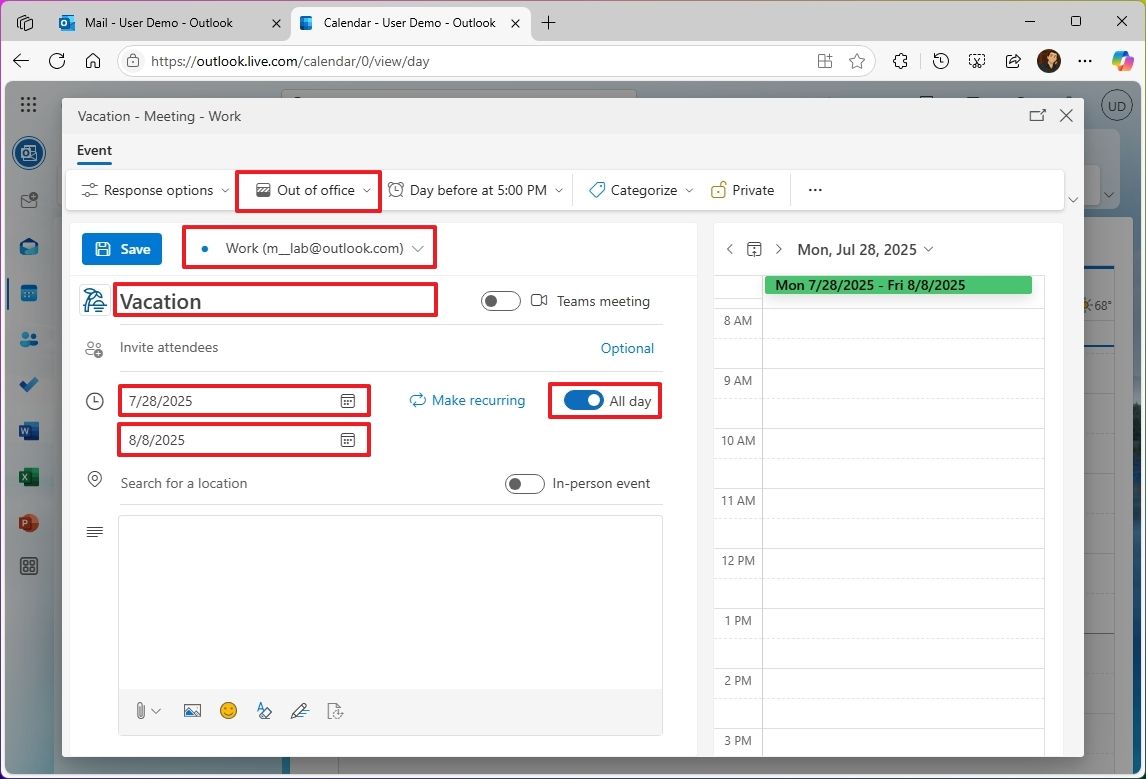 How to create an Outlook 'Out of Office' calendar entry | Windows Central