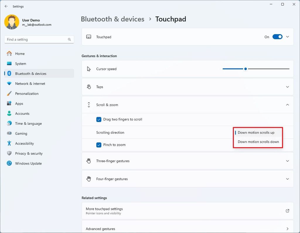 How to enable reverse mouse and touchpad scrolling on Windows 11 ...