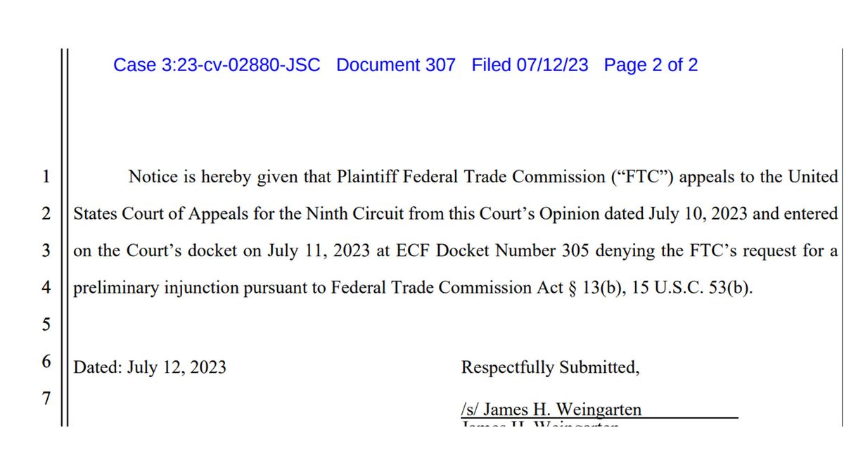 Microsoft vs FTC: FTC to appeal Microsoft Activision decision (UPDATE ...