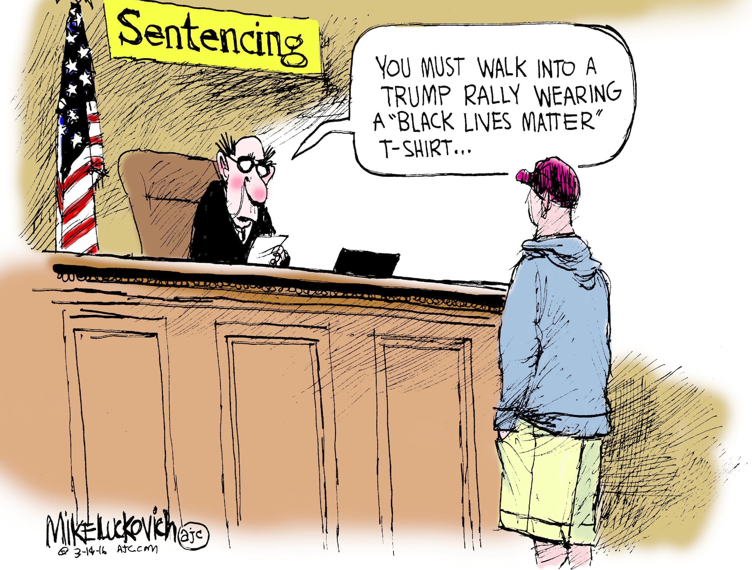 Political cartoon U.S. Donald Trump rally protest 2016 electionM | The Week