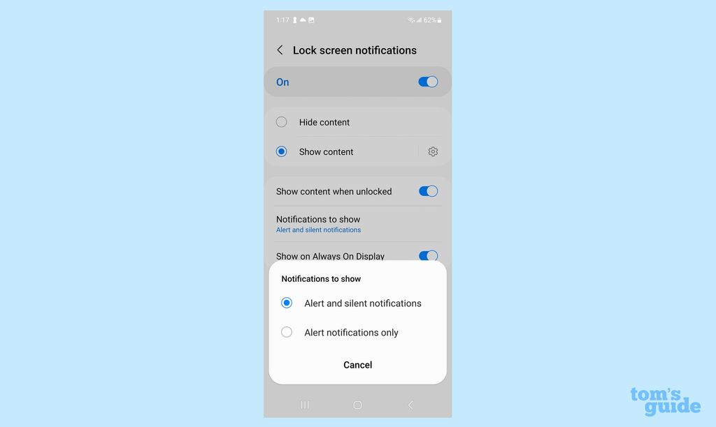 How to manage lock screen notifications on the Galaxy S23 | Tom's Guide