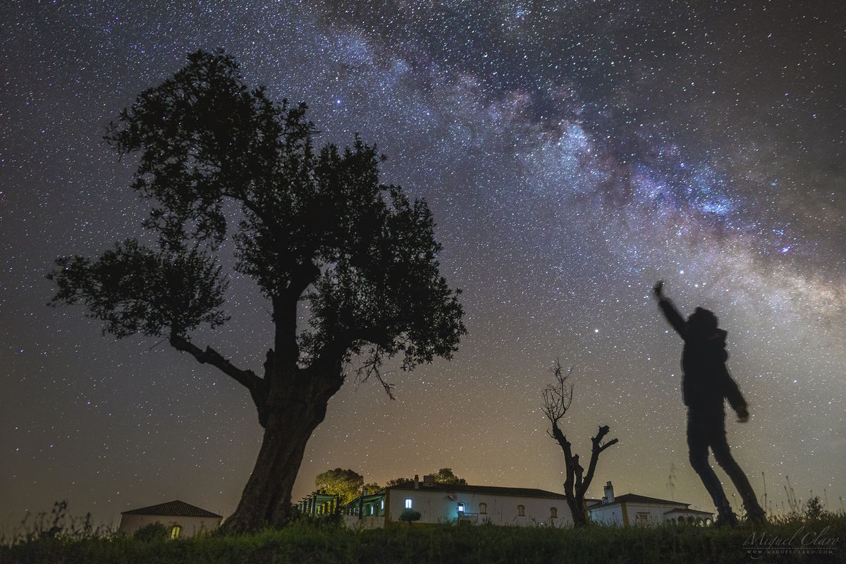 Under the Roof of the Cosmos, Stargazer Reaches for the Sky (Photo) | Space