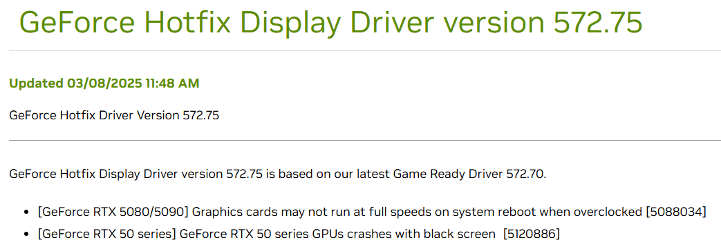 Nvidia RTX 50 owners get another Hotfix, with 572.75 addressing crashes and clock speeds | Tom's ...