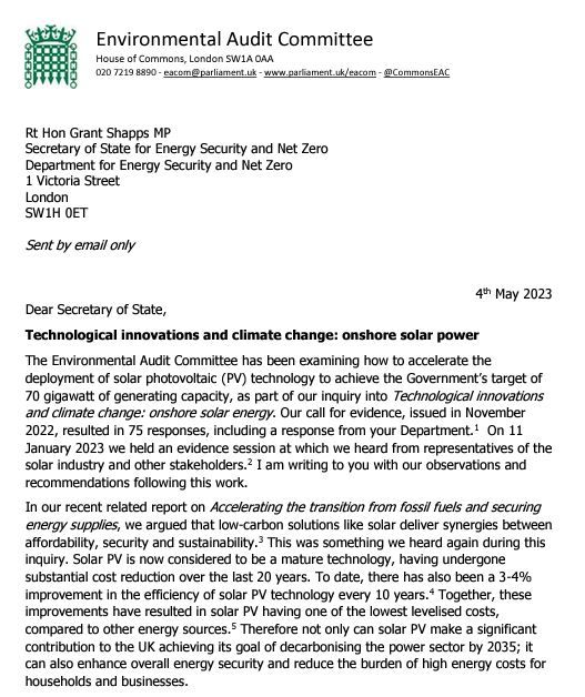 MPs write open letter asking for heat pumps and solar panels to be ...