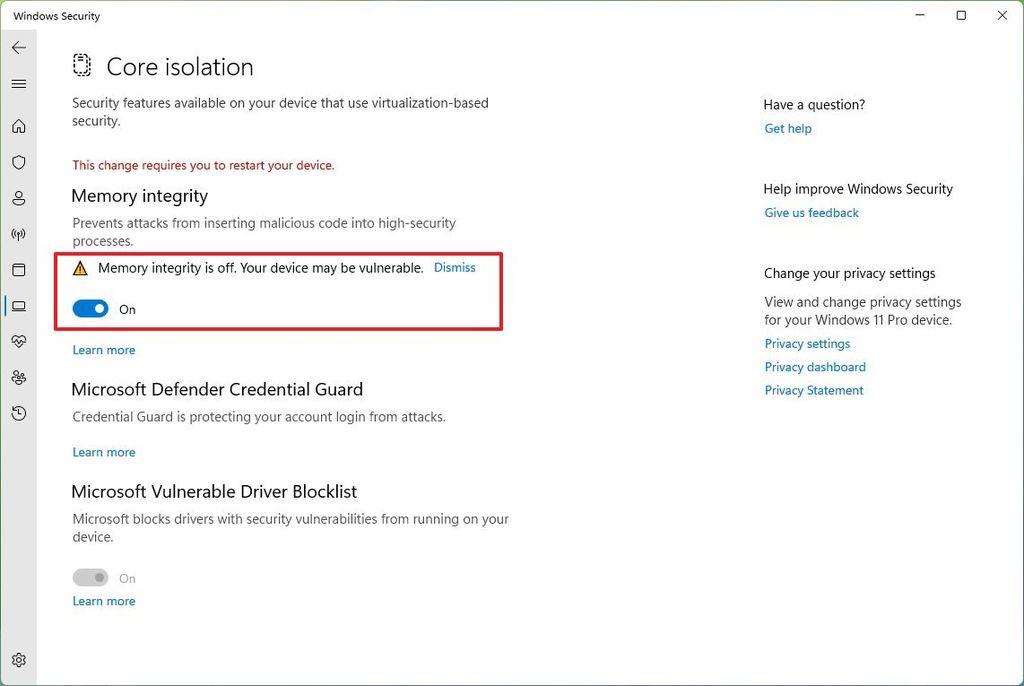 How to enable Core isolation's Memory integrity feature on Windows 11 ...