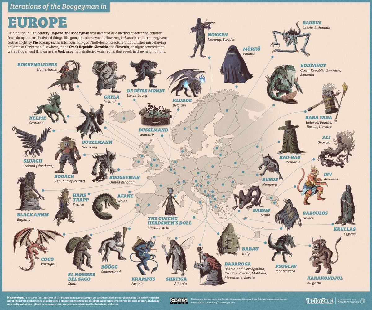 Need Halloween inspiration? Here's a map of terrifying monsters from ...