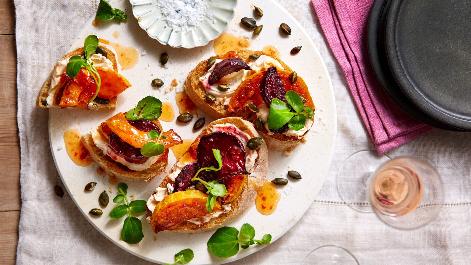 Beetroot and butternut squash bruschetta | Starter Recipes | GoodtoKnow