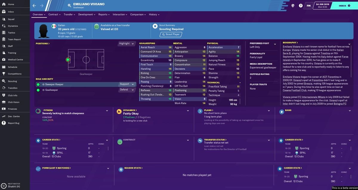 Football Manager 2020 free agents guide: Viviano, Strinic, Ben Arfa ...