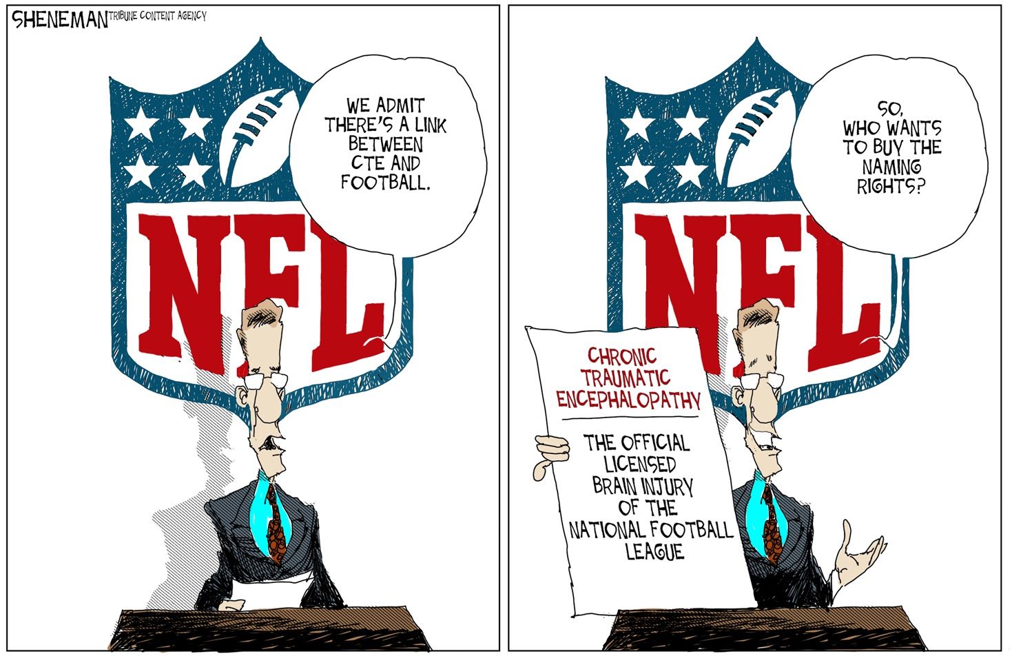 Editorial Cartoon U.S. NFL Brain Injury 2016 | The Week