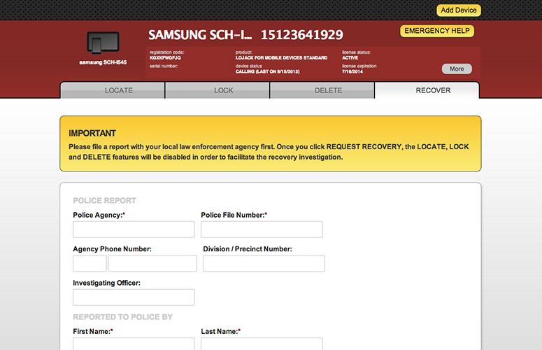 LoJack for Mobile Devices Review - Samsung Android App - LAPTOP ...