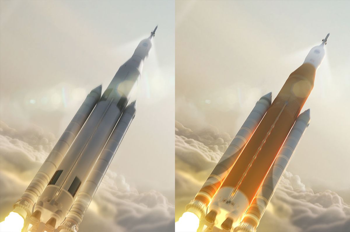 NASA's SLS Rocket Sheds Saturn V Color Scheme in Design Review | Space