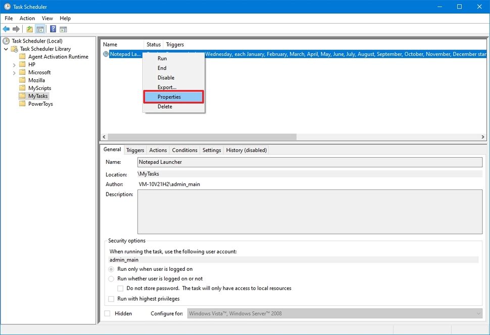 How to create an automated task using Task Scheduler on Windows 10 ...
