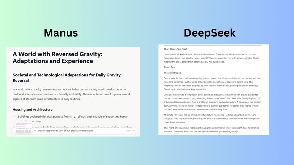 I just tested Manus vs. DeepSeek with 7 prompts from Gemini — here's ...