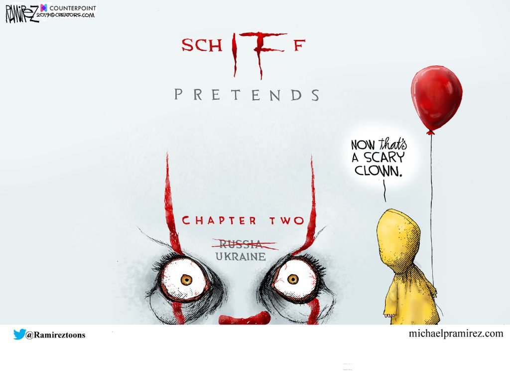 Political Cartoon U.S. Schiff Pretends Scary Clown It | The Week