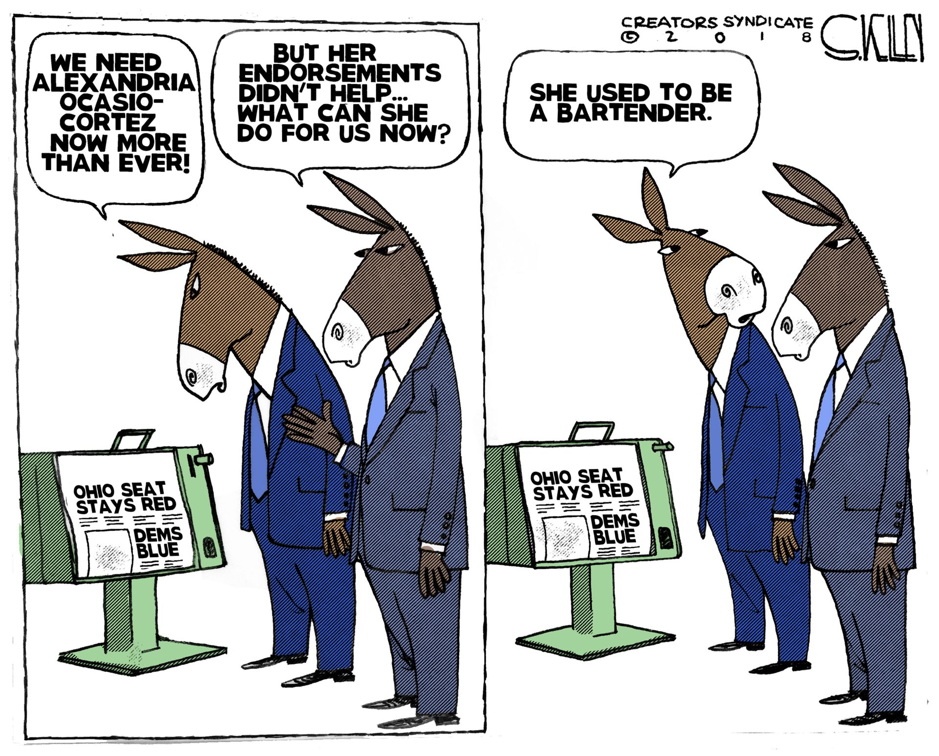 Political cartoon U.S. Democrats Alexandria Ocasio-Cortez Ohio 12 ...
