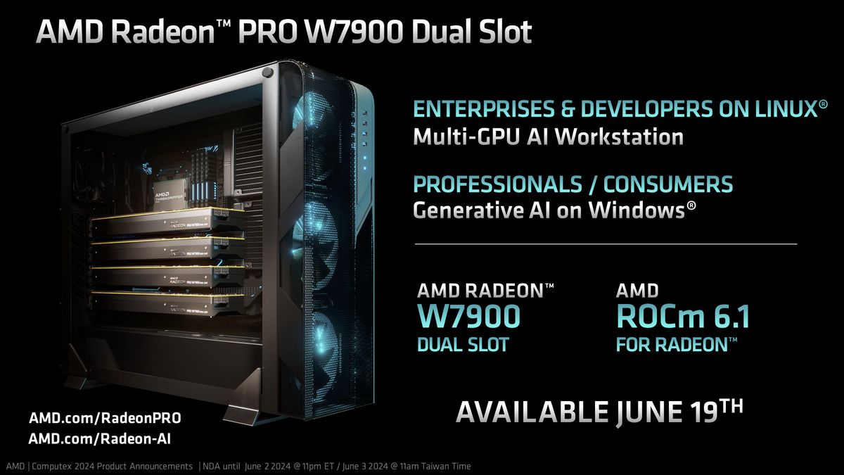 AMD debuts Radeon Pro GPU for AI workloads — Radeon Pro W7900 Dual Slot ...