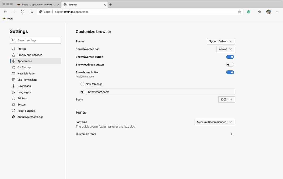 How to customize Microsoft Edge on Mac | iMore