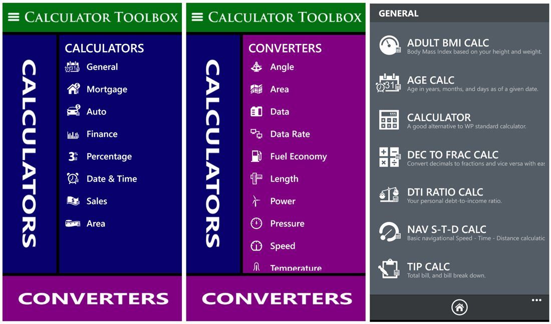 Calculator Toolbox for Windows Phone updated, new user-interface and ...