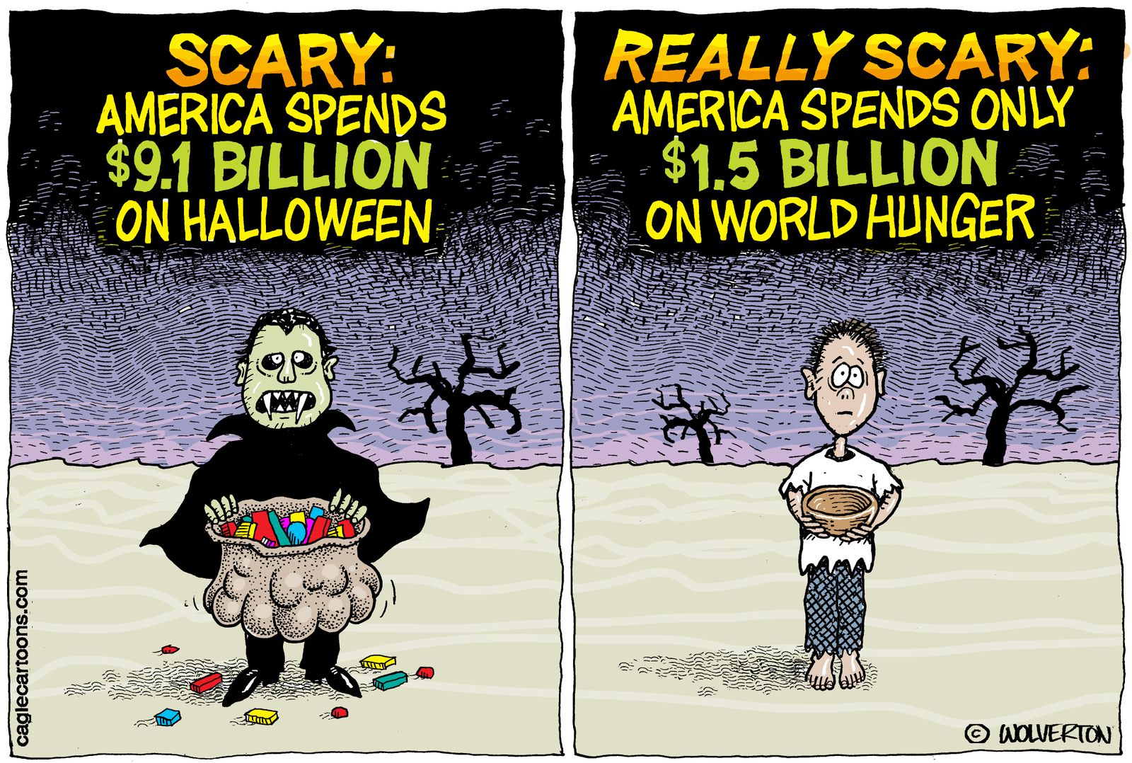 Political cartoon U.S. World hunger halloween | The Week
