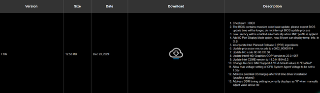 Vendors push Intel's promised performance-boosting firmware for Intel Arrow Lake CPUs — 0x114 ...