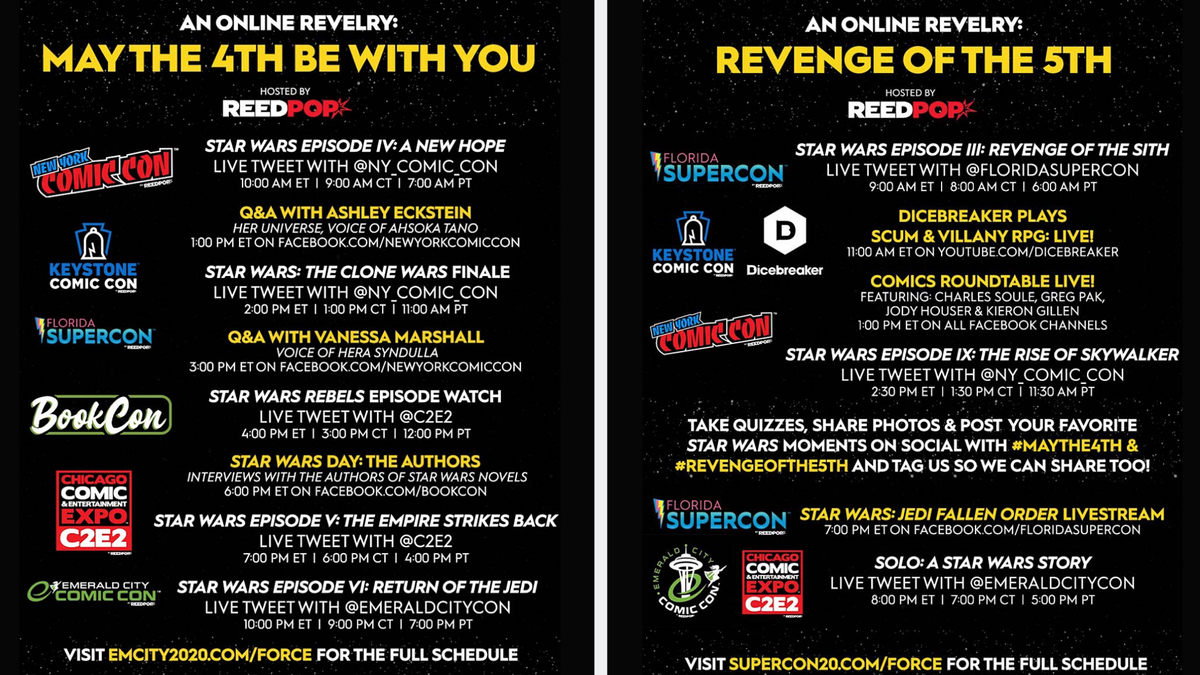 Online Star Wars convention celebrates May 4th and Revenge of the 5th ...