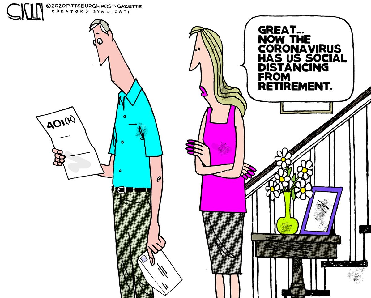 Editorial Cartoon U.S. 401 K retirement sinks coronavirus | The Week