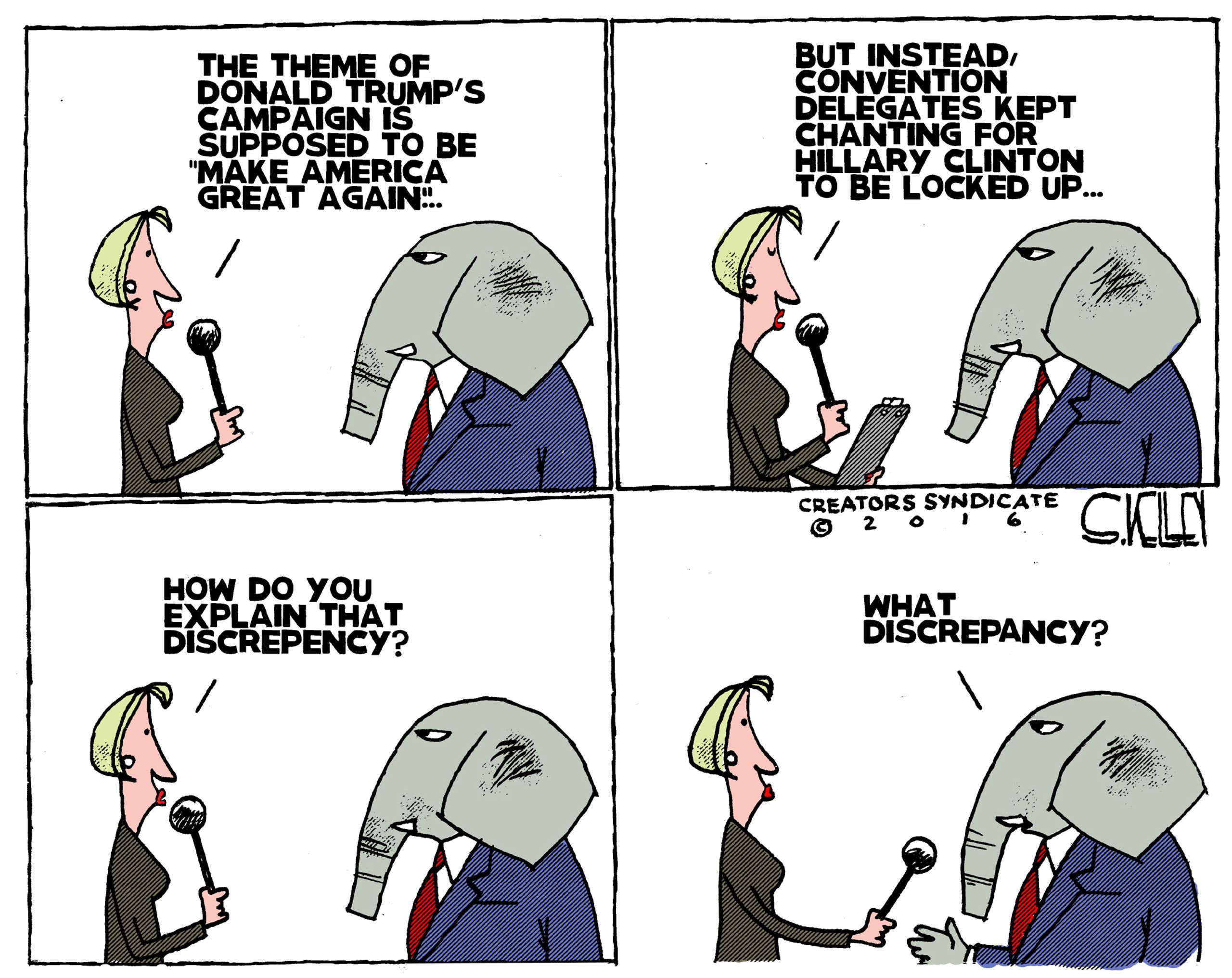 Political cartoon U.S. Convention discrepancy | The Week