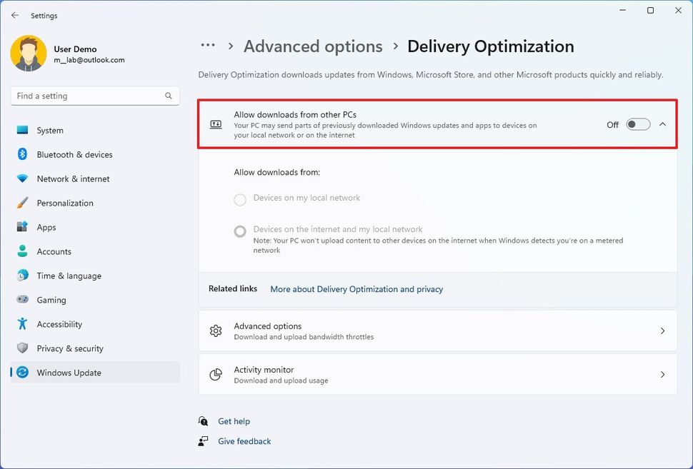 How to stop uploading updates to other devices on Windows 11 | Windows ...