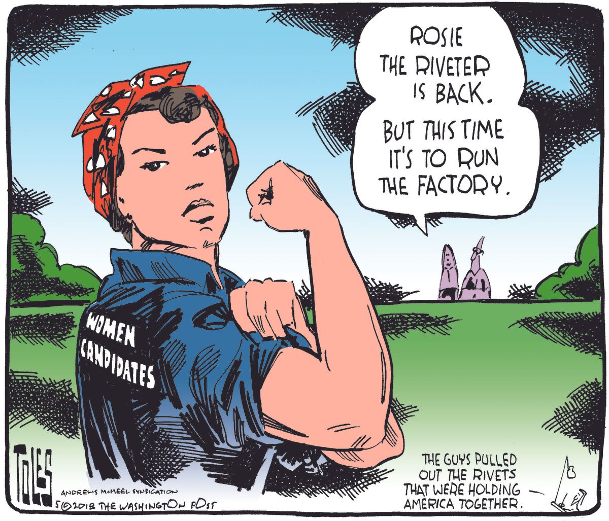 Political cartoon US Rosie the riveter U.S. elections women | The Week