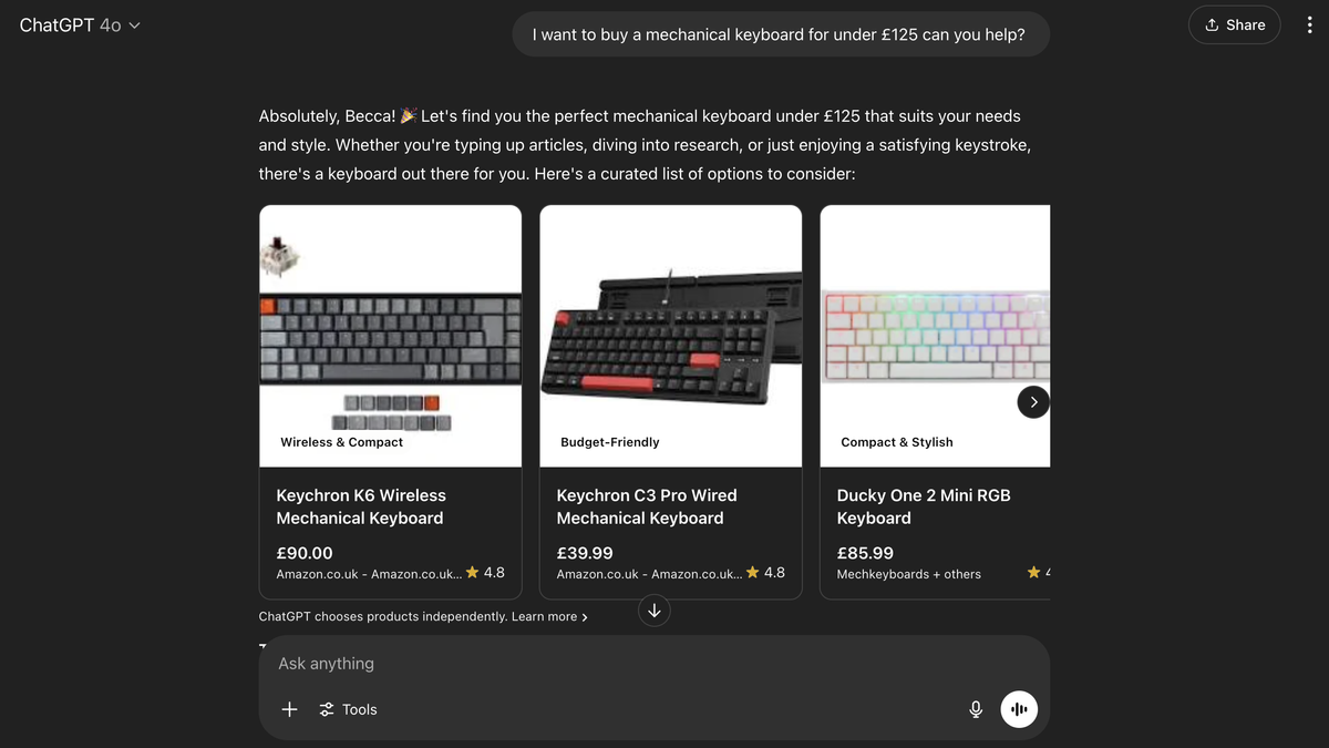 I tried ChatGPT’s new shopping feature – here’s what it's like and how ...