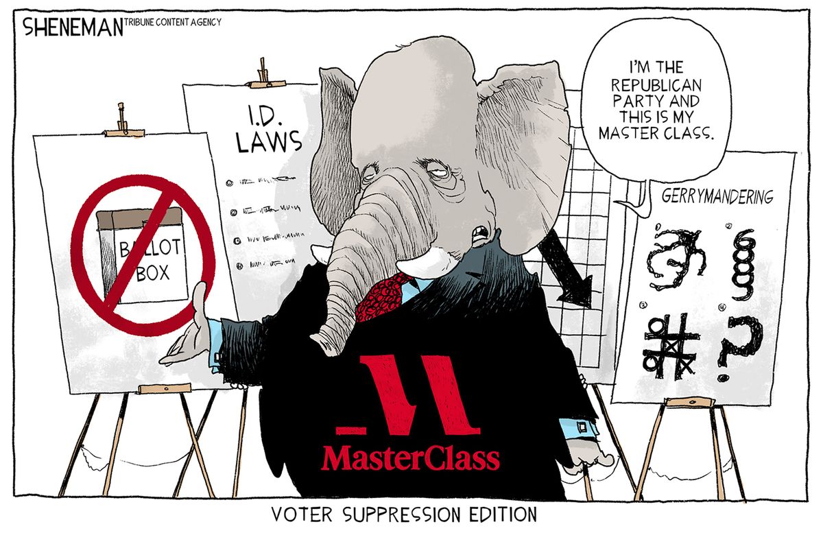 Political Cartoon U.S. GOP voter suppression | The Week