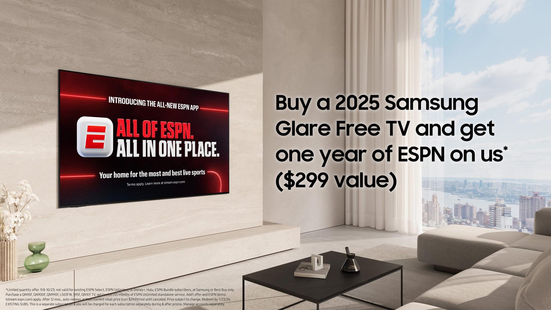 Samsung: Buy a 2025 Glare Free TV and Get ESPN Unlimited for Free | TV Tech