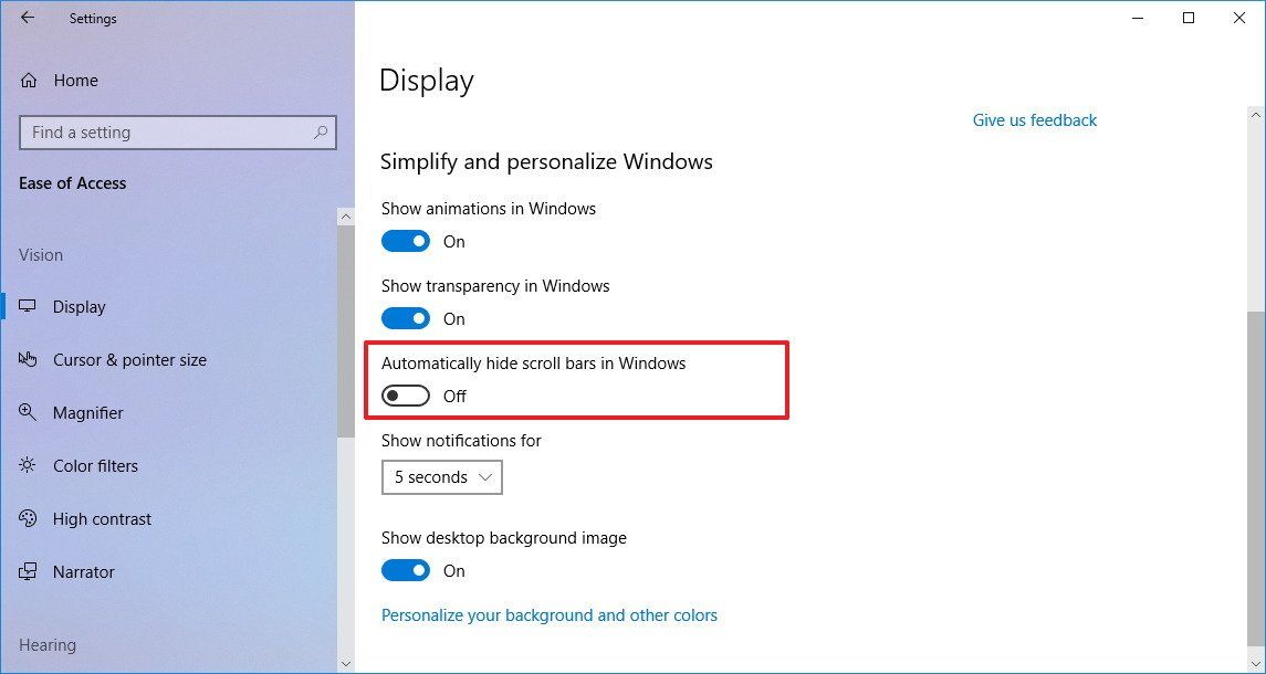 How to keep scrollbars always visible on Windows 10 April 2018 Update | Windows Central